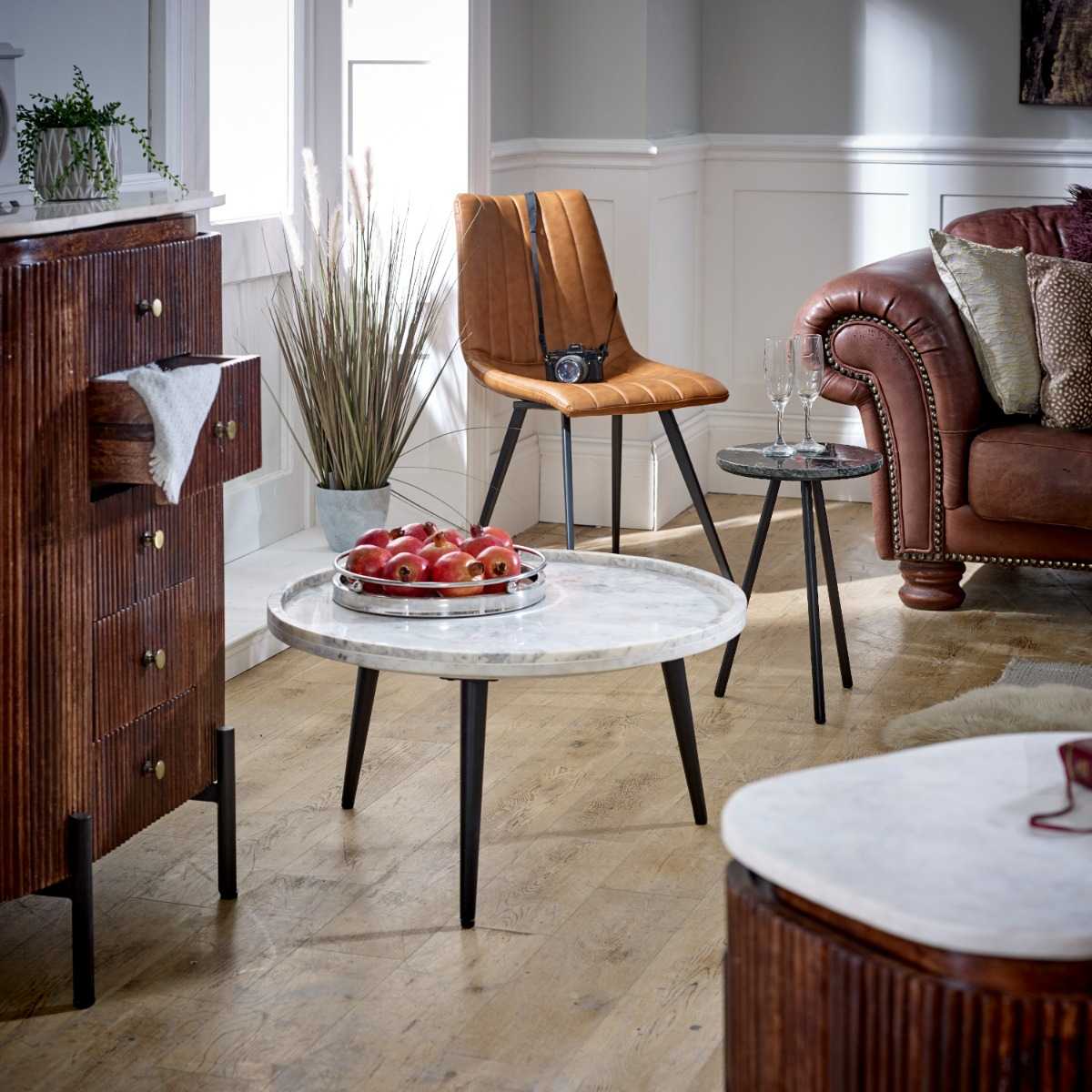 Opal Marble Top Coffee Table, Metal Legs – Superior Furniture Store