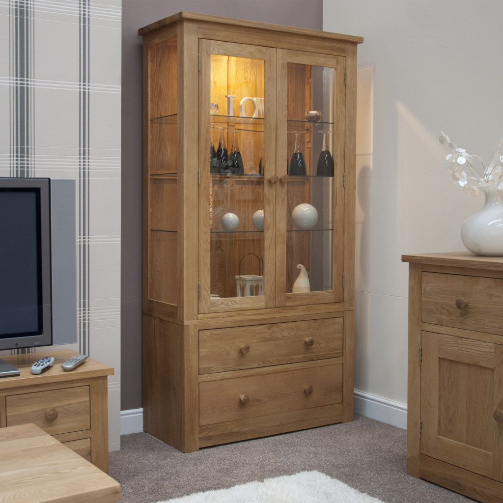 Torino Glass Display Unit. 100% Solid Oak – Superior Furniture Store